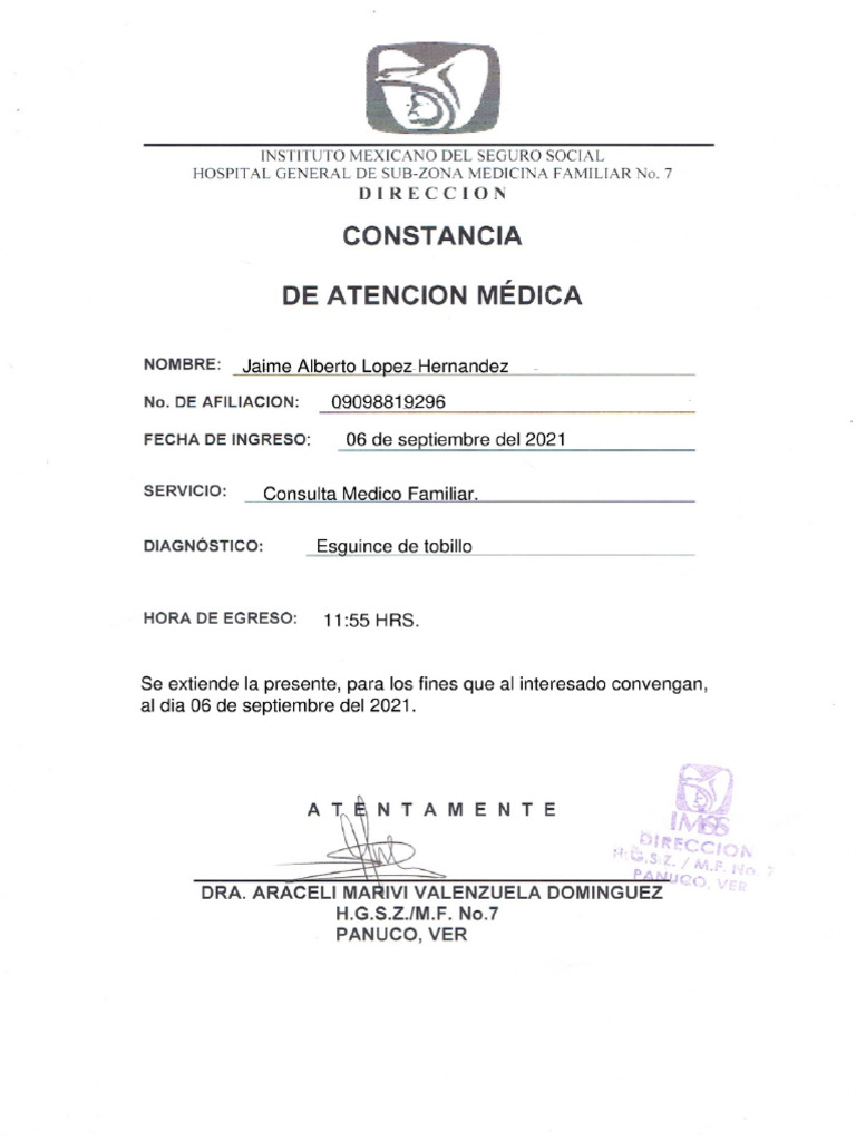 Formato Constancia Medica | PDF