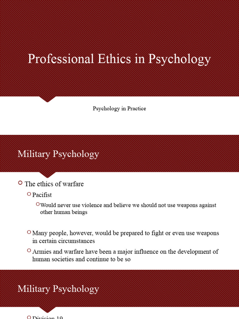 Professional Ethics in Psychology 03 - Psychology in Practice ...