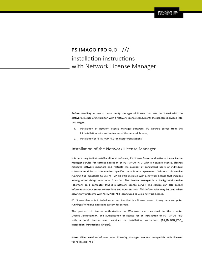 PS_IMAGO_PRO_installation_with_Network_License_Manager_EN | PDF
