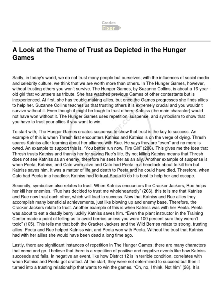 Trust Themes in The Hunger Games | PDF | Sports & Recreation | Social ...