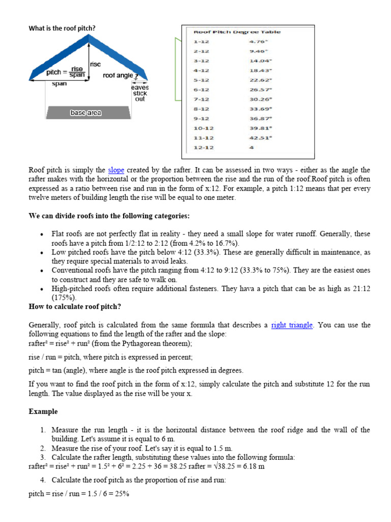 Understanding Roof Pitch Calculations | PDF
