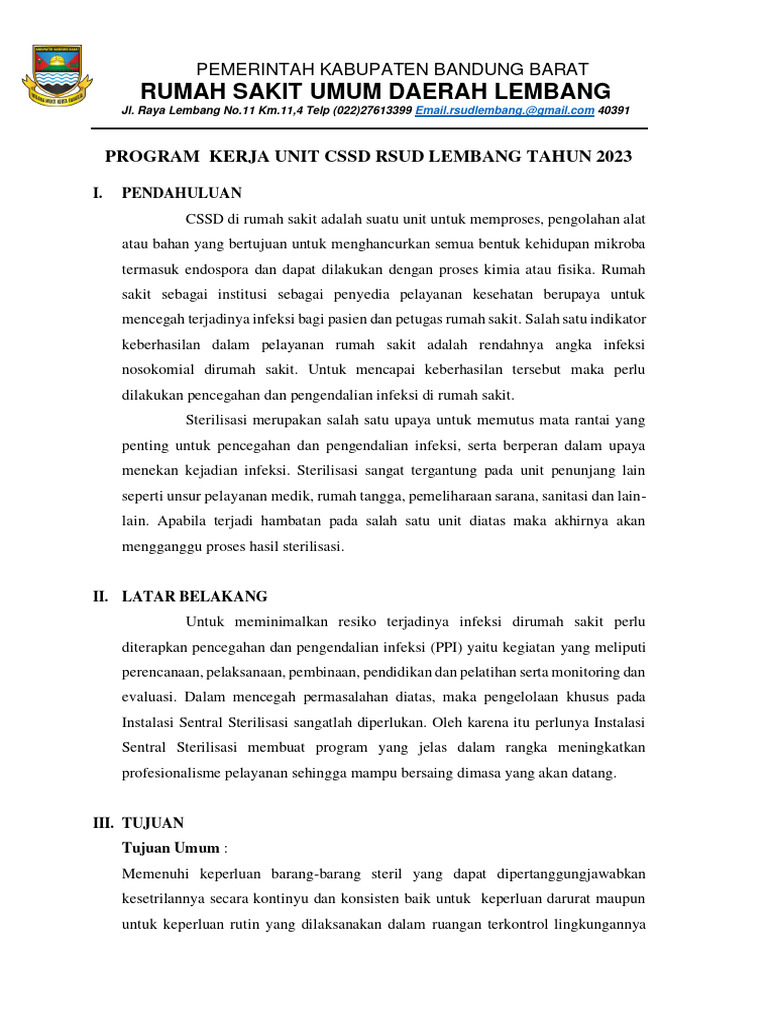 Program Kerja CSSD 2023 | PDF
