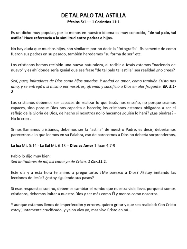 De Tal Palo Tal Astilla | PDF