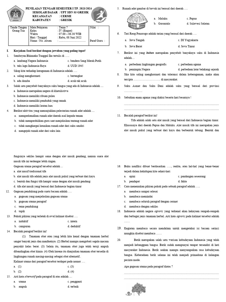 Pas Ii Kelas 4 Tema 7 Fix | PDF