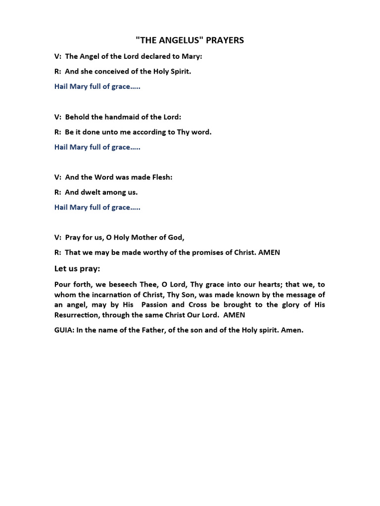Angelus Prayer Guide | PDF | Religion & Spirituality