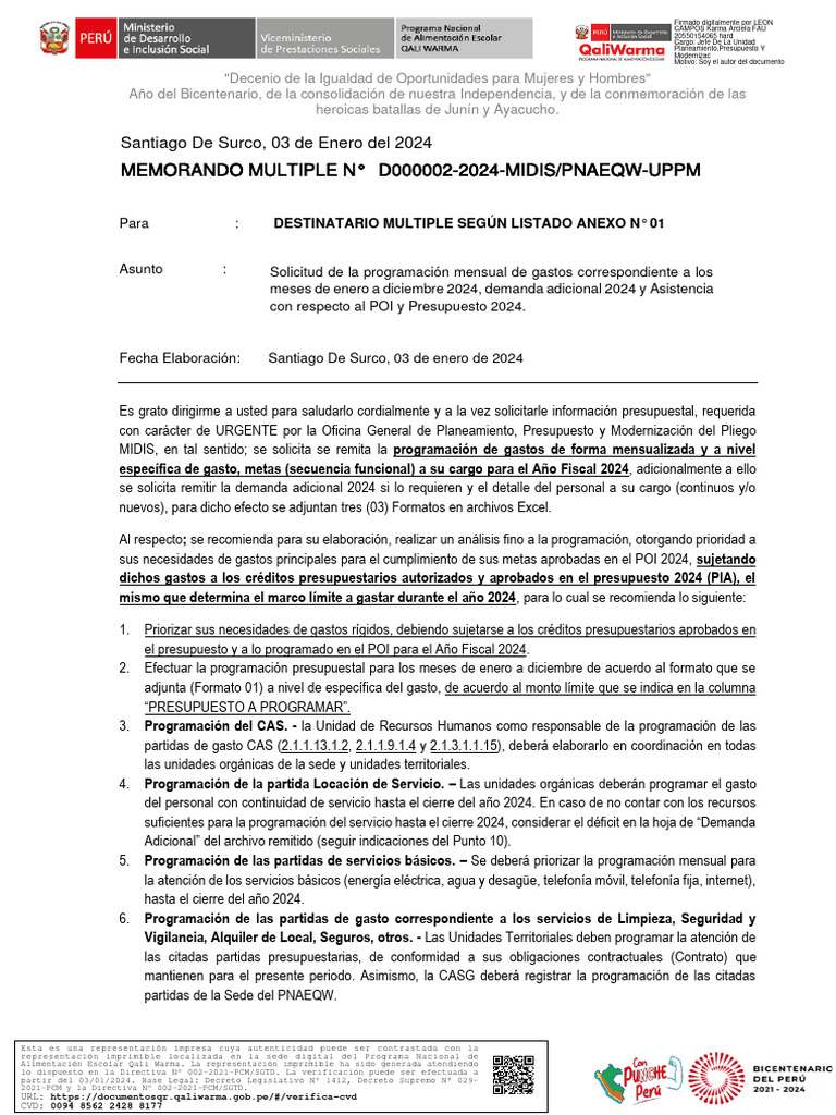 Memorando Multiple-000002-2024-Uppm | PDF