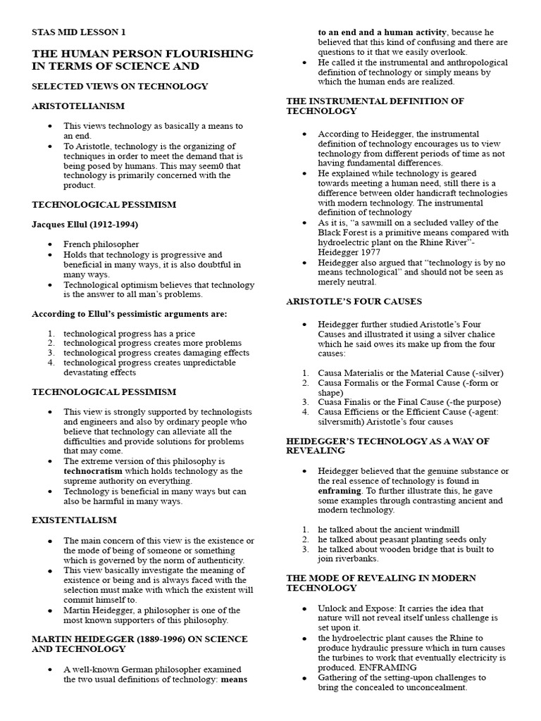 STS Lesson 1 Reviewer | PDF | Metaphysics