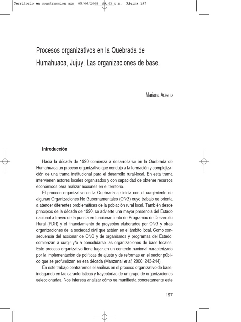 Procesos Organizativos en La Quebrada | PDF