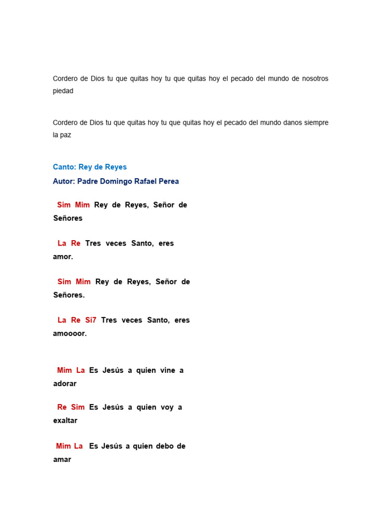 Rey de Reyes Letra y Acordes | PDF