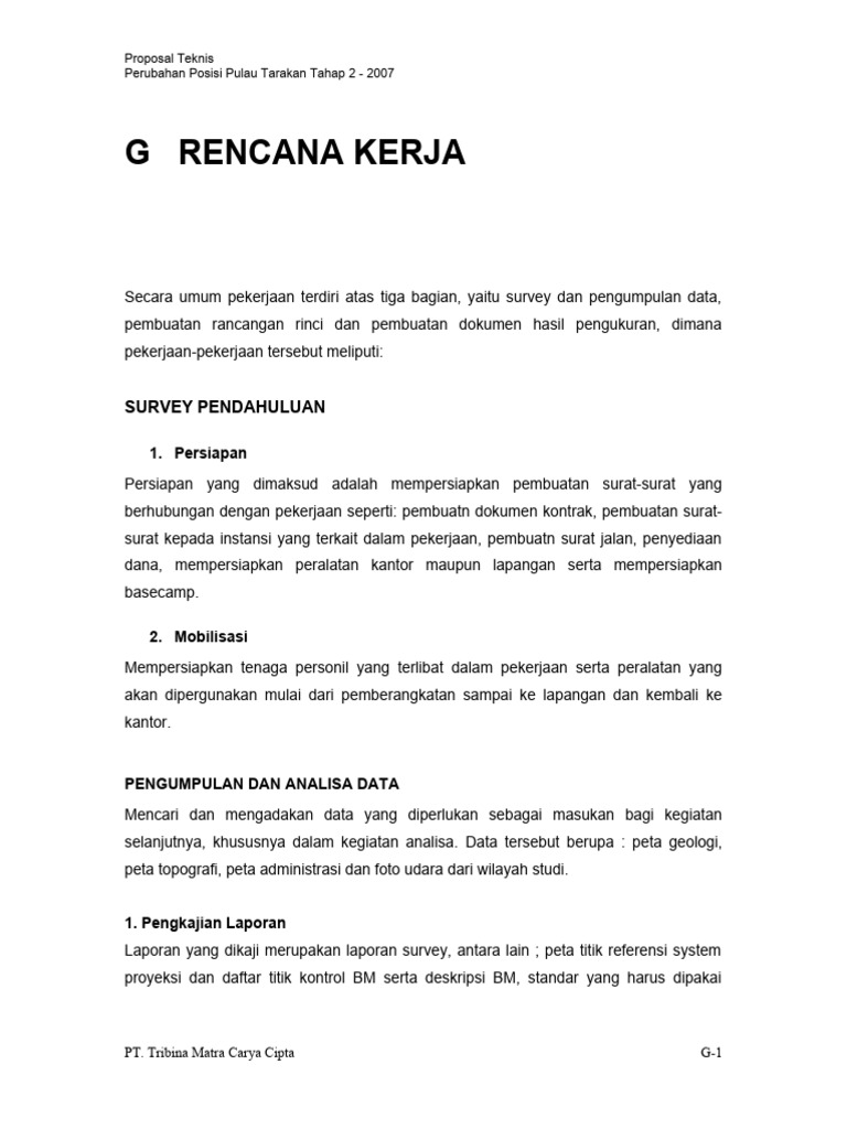 G Rencana Kerja | PDF