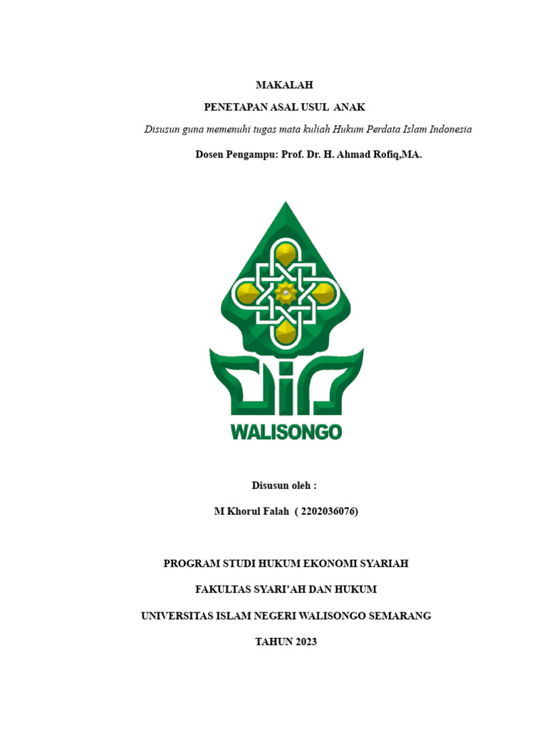 Makalah Asal Usul Anak | PDF Makalah Asal Usul Anak | PDF