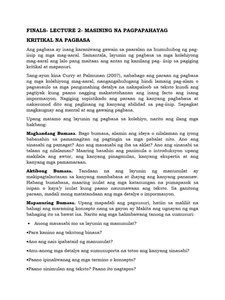 Finals Lecture 2 Masining | PDF