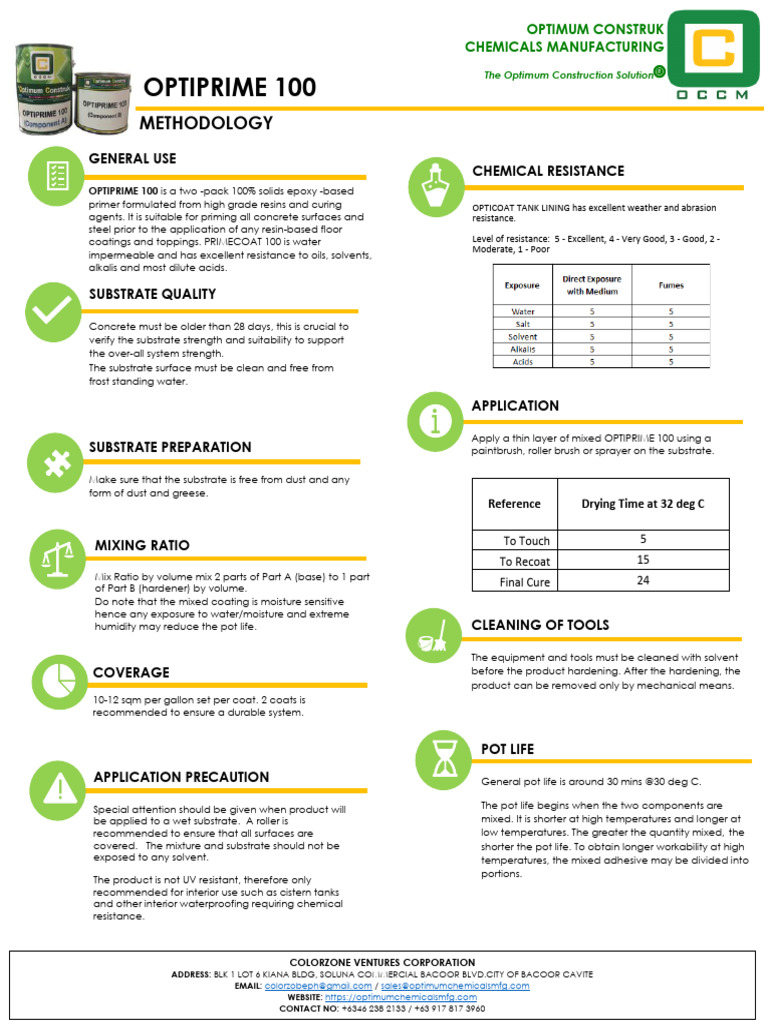 Optiprime100 Methodology (Epoxy Tank Primer) | PDF