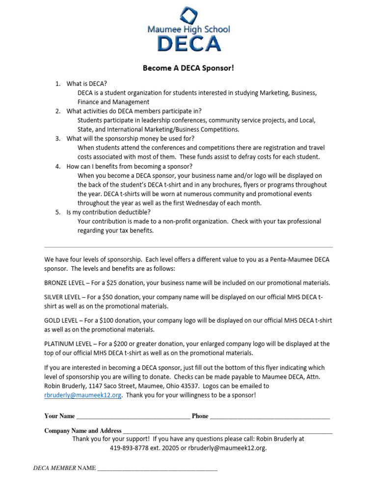 Become A DECA Sponsor | PDF