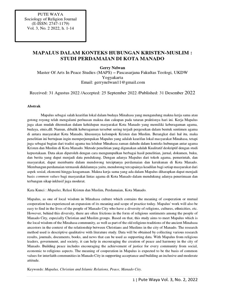 Mapalus | PDF | Ilmu Sosial | Agama & Spiritualitas