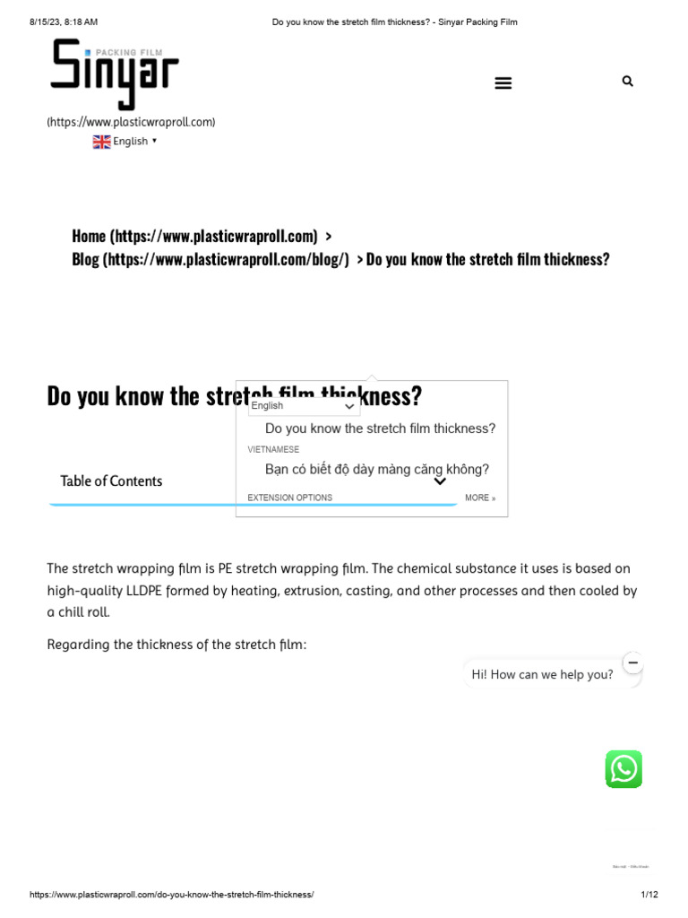 Do You Know The Stretch Film Thickness - Sinyar Packing Film | PDF ...