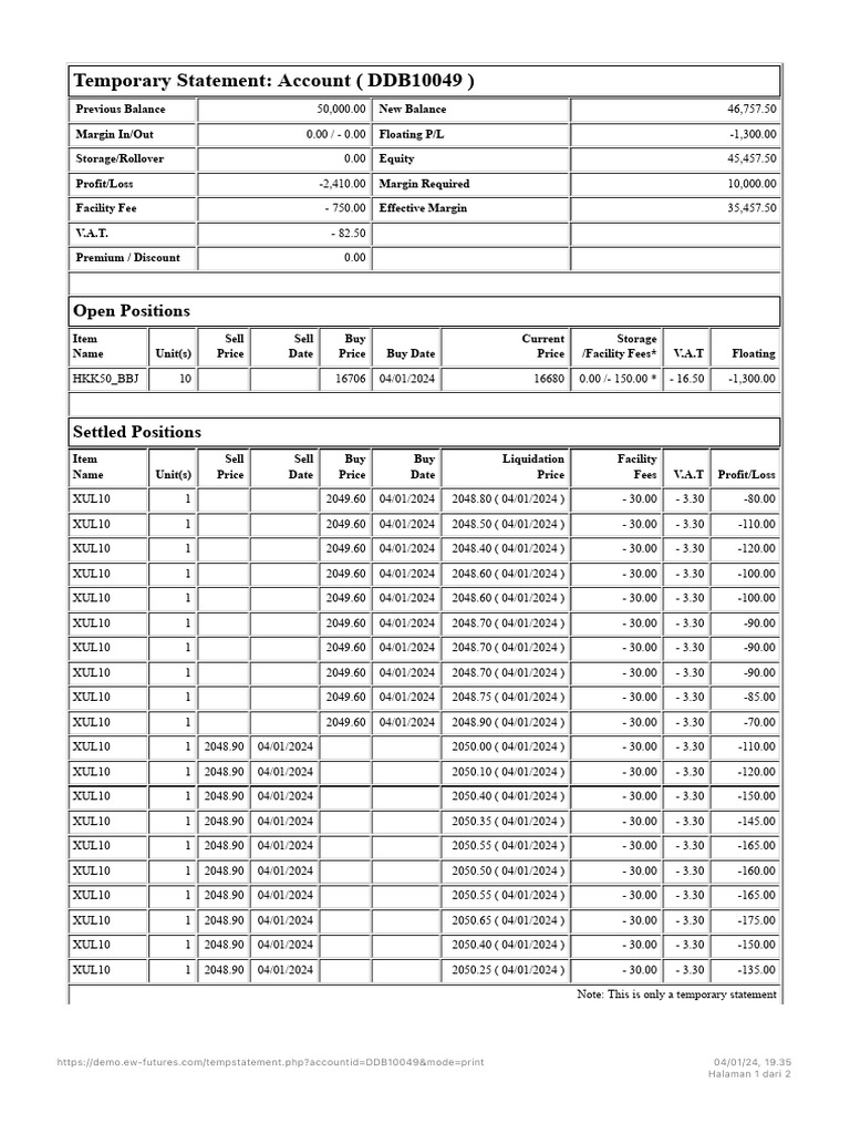 Account DDB10049 Temporary Statement | PDF | Investing | Financial Services