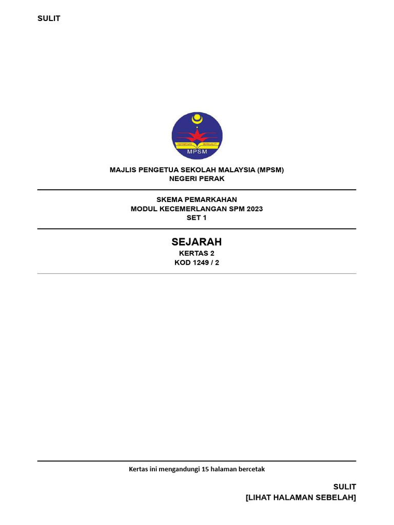 4.2023 K2 Skema Sej (Trial Perak) | PDF