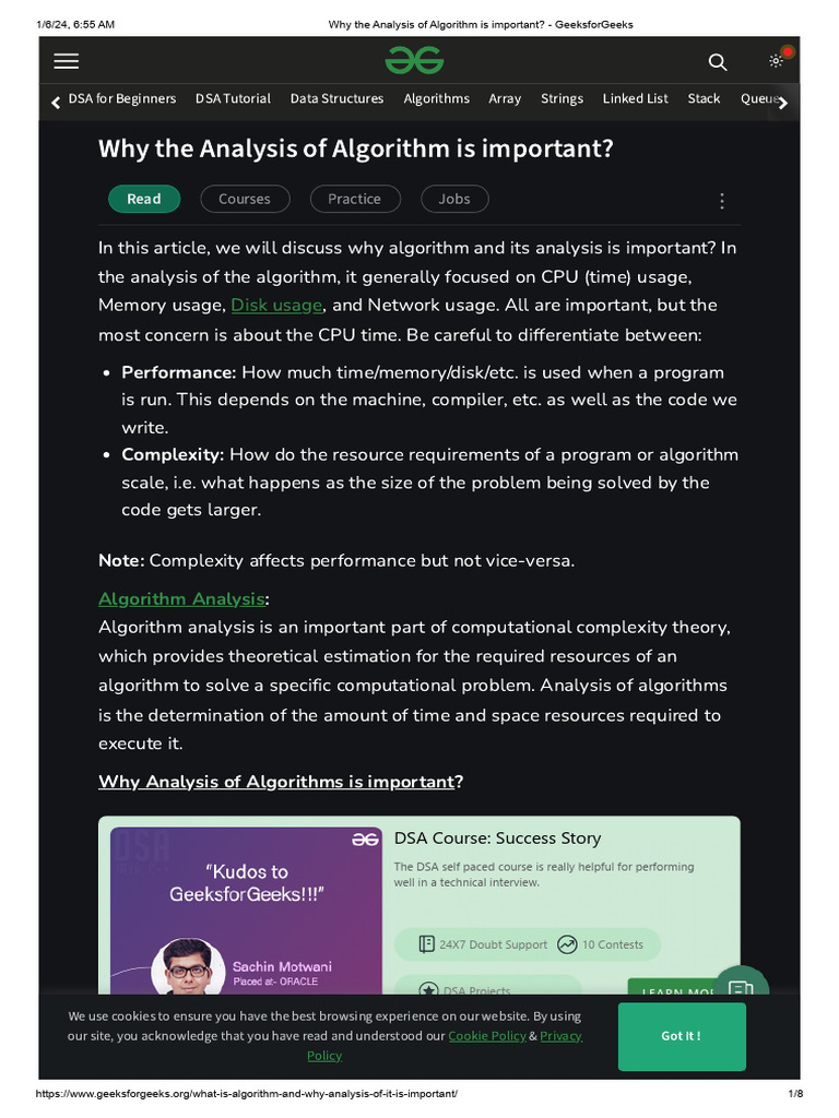 Why The Analysis of Algorithm Is Important | PDF