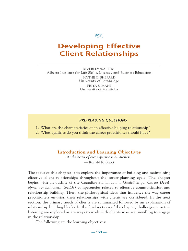 CNPS363 Ch7 Career Development Practice Canada | PDF