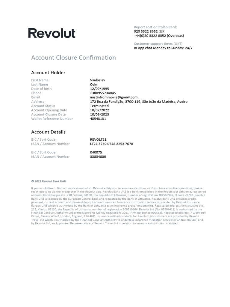 Account Closure | PDF