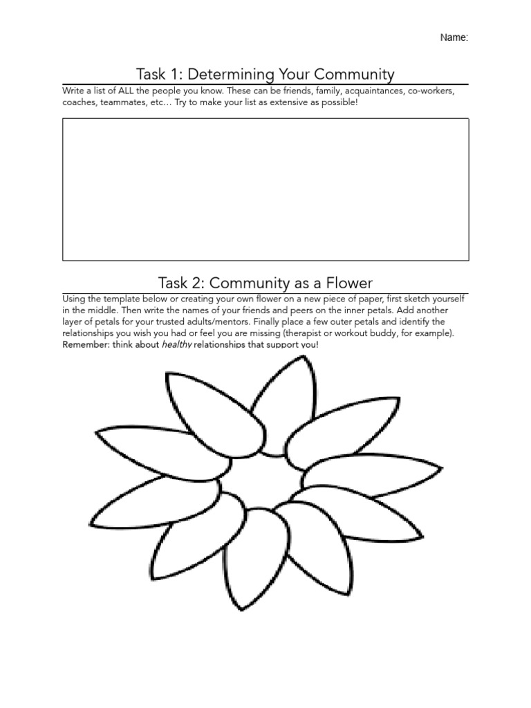 Who's Your Support Community Worksheet For Middle School and High ...