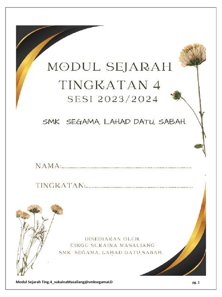 Modul Sejarah Ting.4 2023 - Sukaina | PDF
