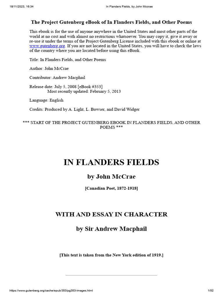 McCrae John - in Flanders Fields and Other Poems | PDF