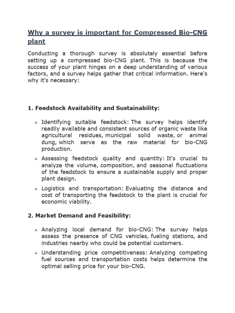 Survey Points For Bio CNG Plant | PDF | Transport | Raw Material