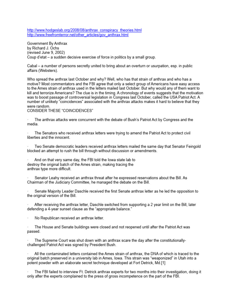 9-11 ANTHRAX BUSH | PDF