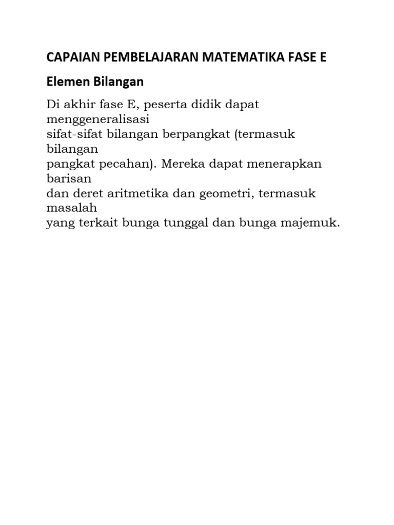 Pembelajaran Matematika Fase E: Bilangan dan Data | PDF