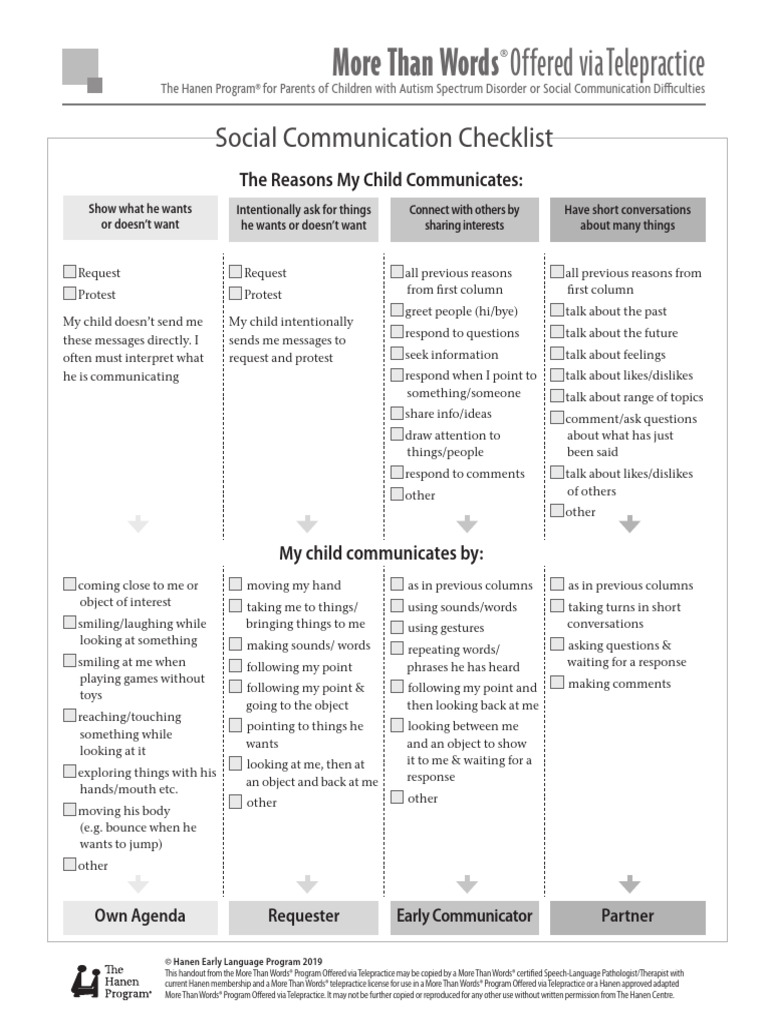 1 Social Communication Checklist | PDF