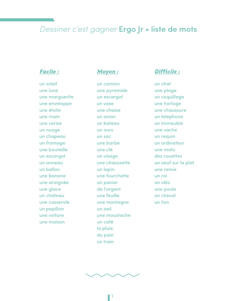 Liste Mots Dessiner Cest Gagné 09 05 16 | PDF