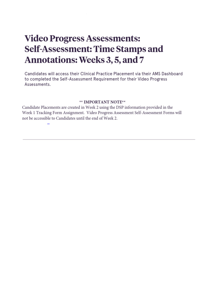 Self-Assessment - Time Stamps - Weeks 3 and 7 | PDF | Computers