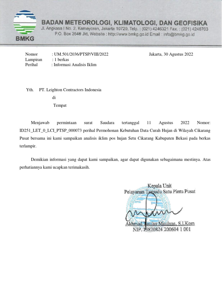 Appendix I. BMKG Rainfall Analysis - Cikarang - Year 2022 | PDF