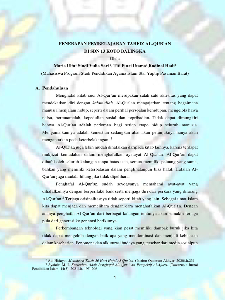 Jurnal Hasil Observasi Maria Ulfa DKK | PDF