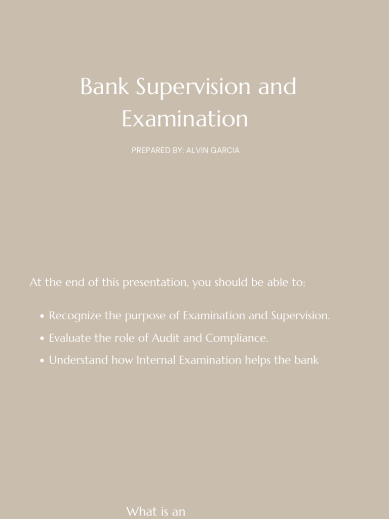 Bank Examination and Supervision | PDF | Finance & Money Management