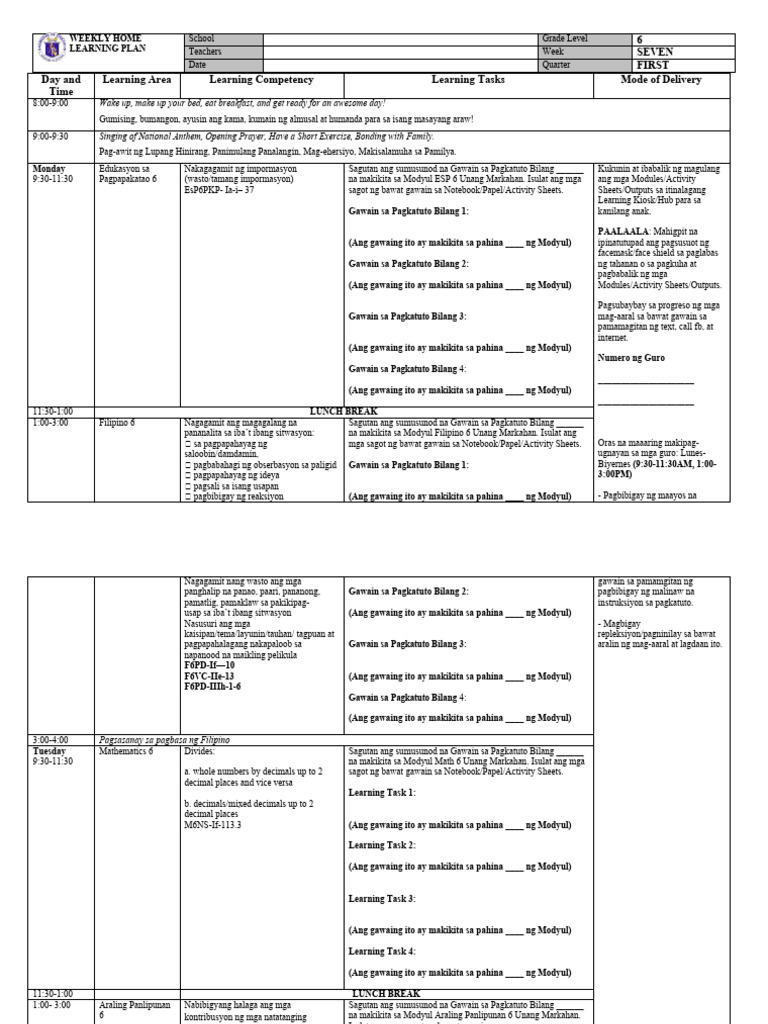 WHLP - Grade 6 (Q1 Week 7) | PDF