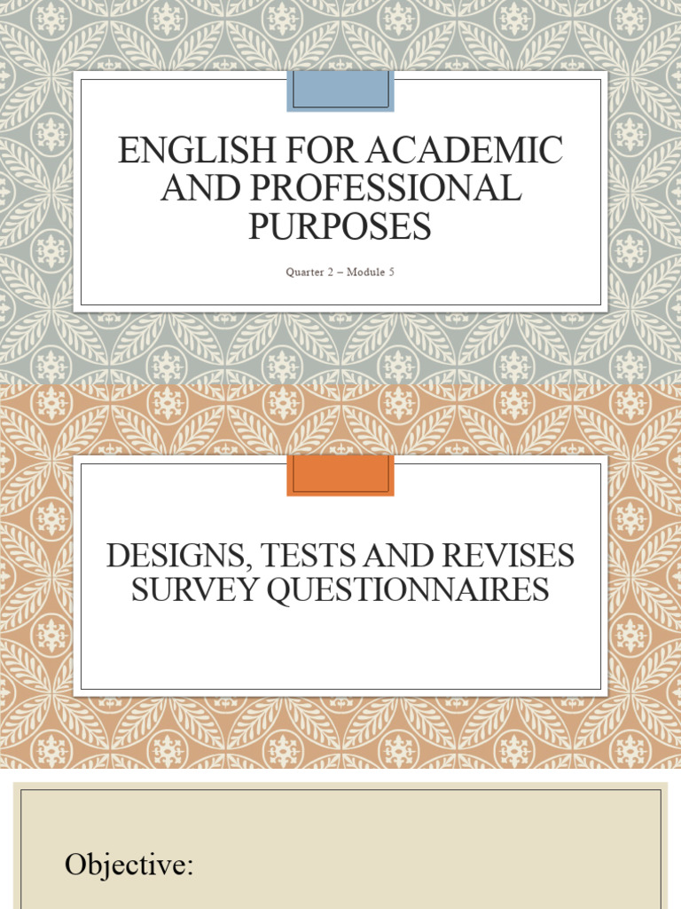 Eapp-Q2-M5-Survey Questionnaires | PDF