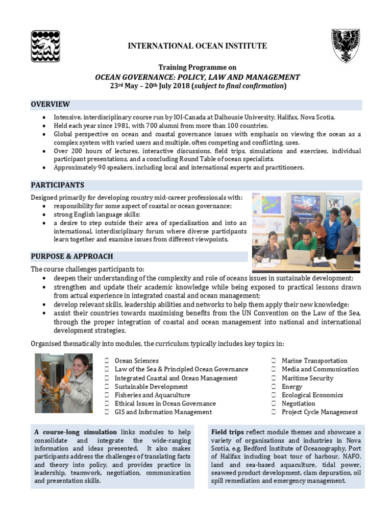 2018 Course Announcement | PDF | Oceans | Governance