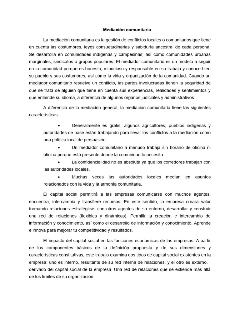 Mediación Comunitaria | PDF