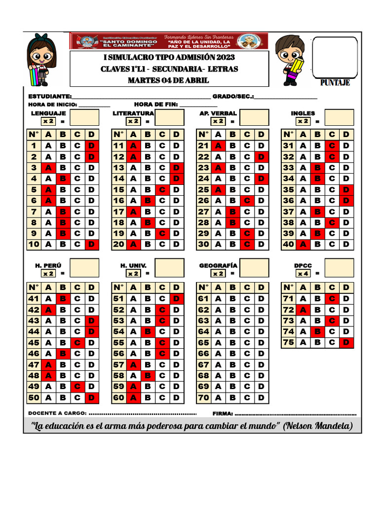 CLAVES-1° L1-L2 - SEC-LETRAS - NUM - CIENC - 1°L1 LETRASkkkk | PDF