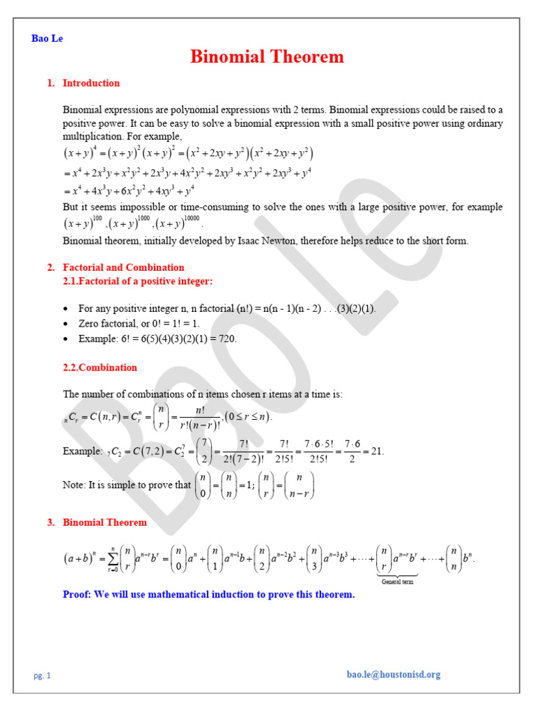 Binomial Theorem | PDF