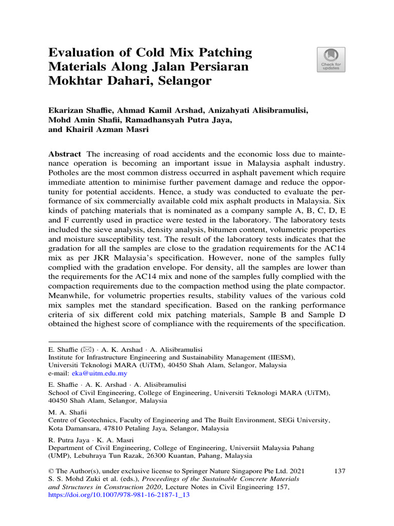 Evaluation of Cold Mix Patching | PDF