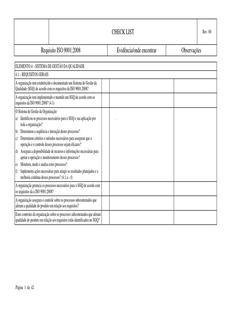Check List de Auditoria ISO - 9001 MODELO | PDF Check List de Auditoria ISO - 9001 MODELO | PDF