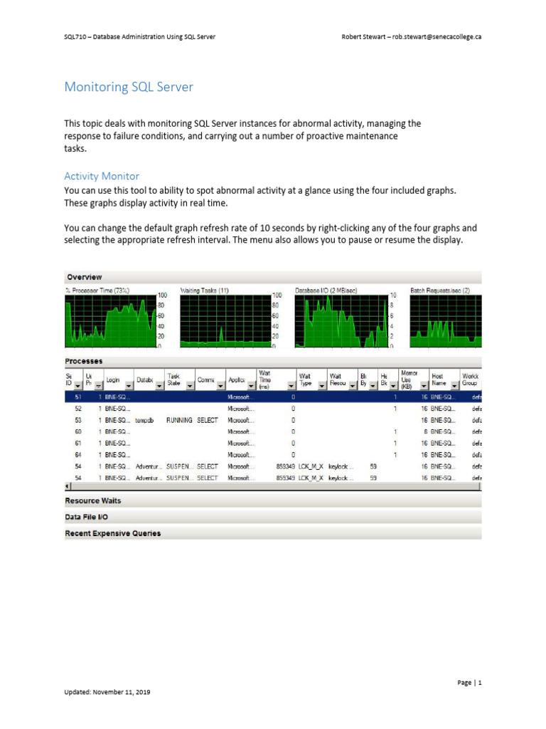 Monitoring SQL Server and System Views | PDF