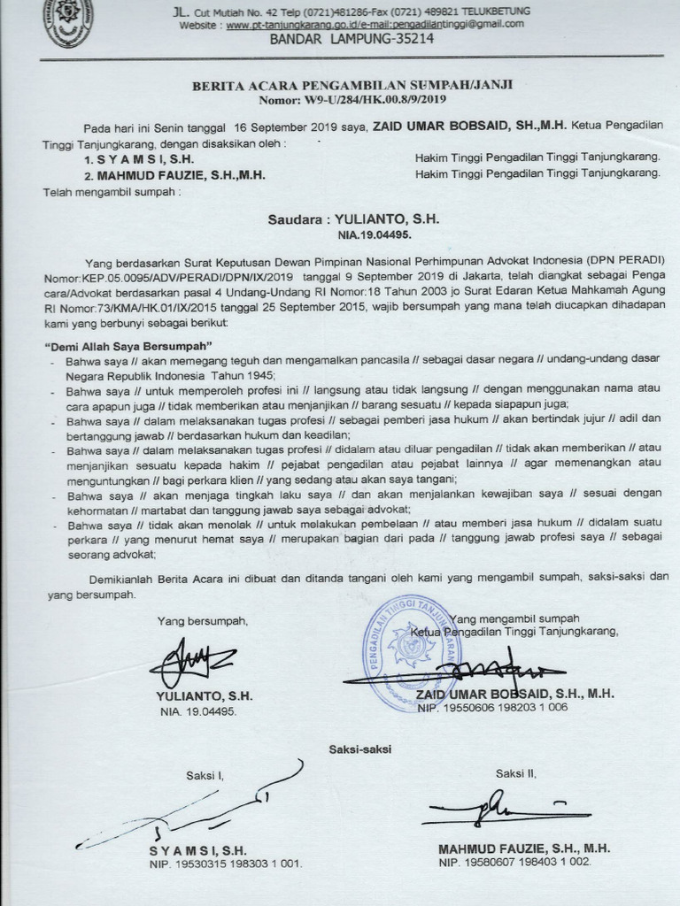 Bas, Kta, KTP Yulianto | PDF