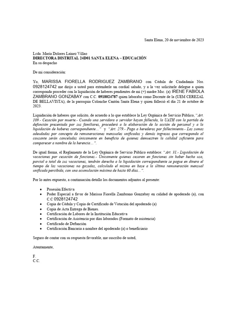 Modelo de Oficio de Apoderado (A) | PDF