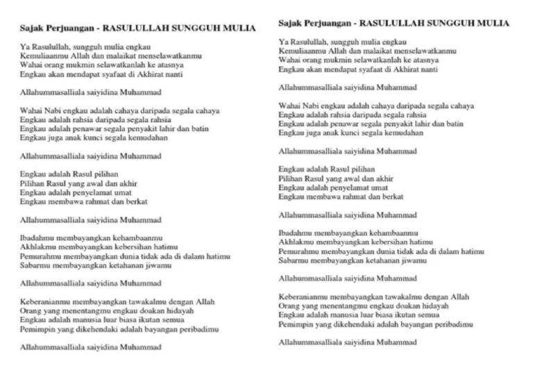 Sajak Ya Rasullullah | PDF