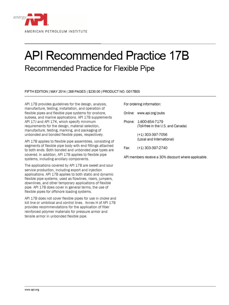 API Recommended Practice 17B | PDF